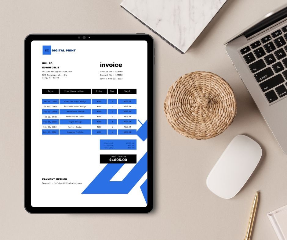 Invoice Template, Job Proposal Template, Contractor Invoice, Contractor ...