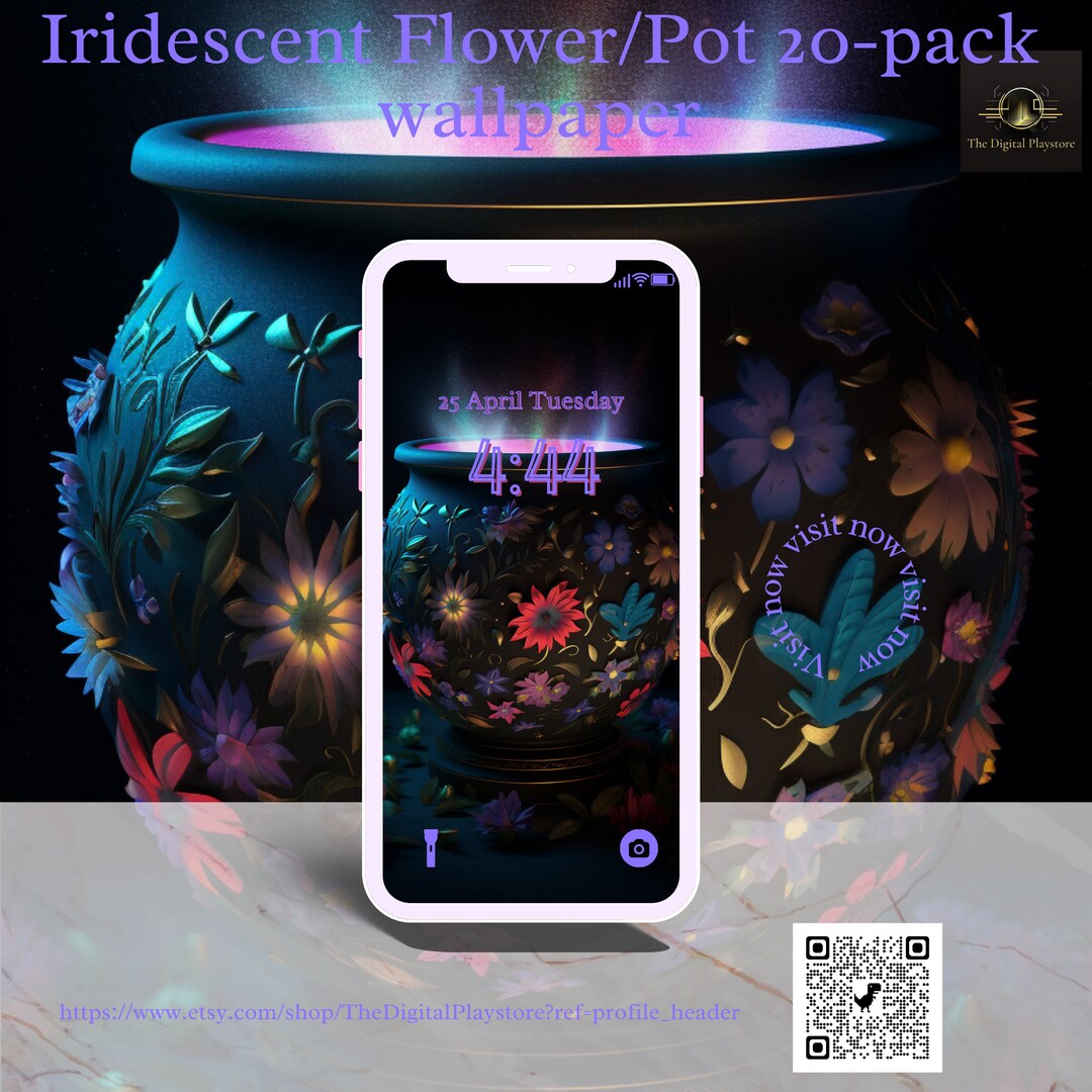 20 Enchanted Iridescent Flower Pot, 8K Dreamlike Garden iPhone and ...