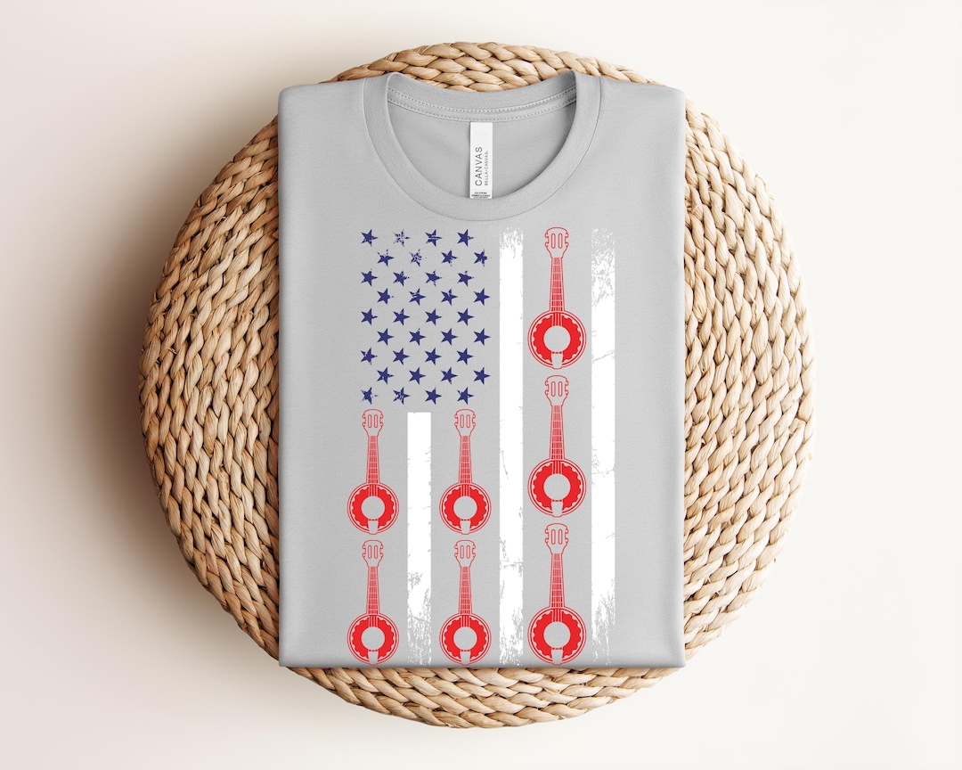 Banjo T-shirt, American Flag Shirt, Patriotic Banjo Player Tee, 4th of ...