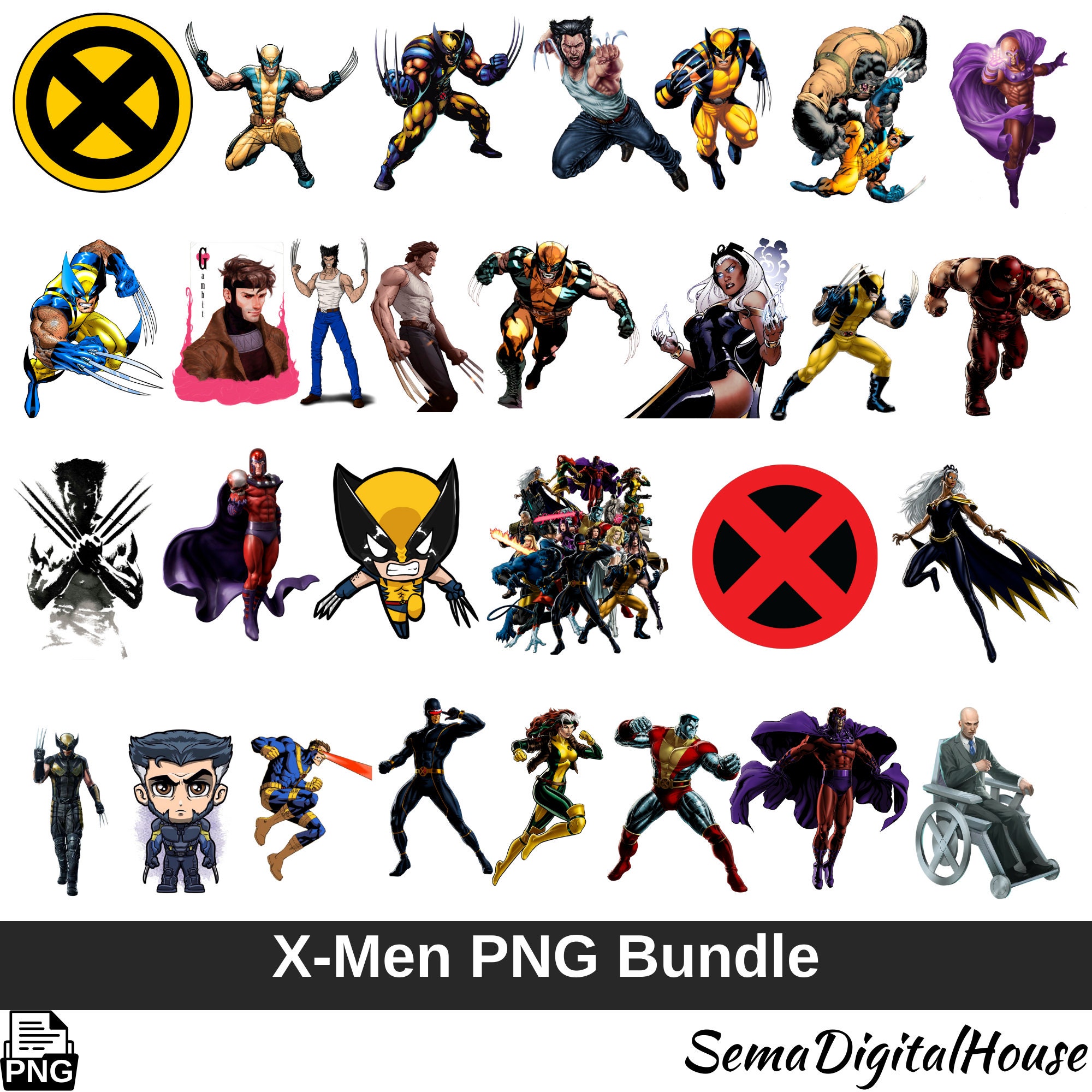 Xmen PNG Clipart Bundle, High-quality Magneto, Storm, the Wolverine, X ...