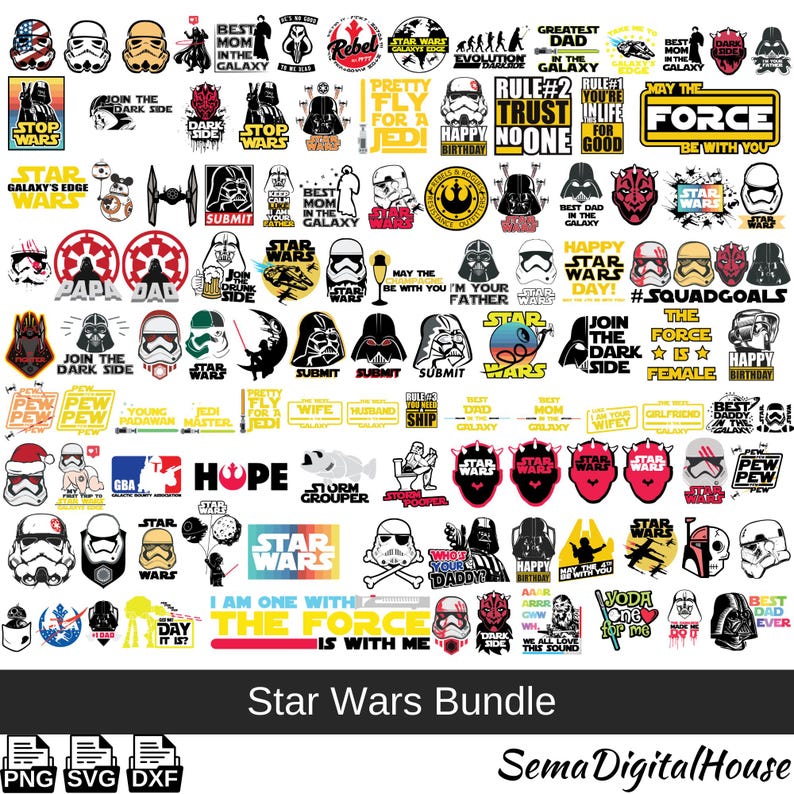 Star Wars Svg, 160 Starwars Svg Bundle, Star Wars Png, Svg Files for ...