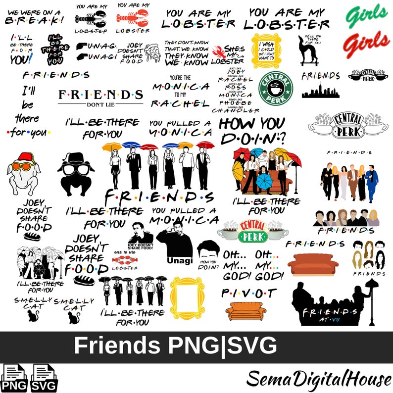 Friends Png Friends Svg, Layered Files, Cricut Svg Files, Svg Bundle Layered Files, Digital ...