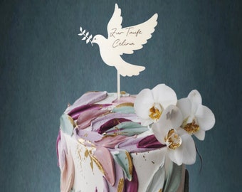 Wooden Wooden Engraved Cross Cake Topper for Baptism, Christening, Holy ...