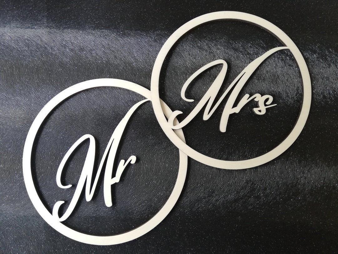 Mr & Mrs Rings Set Wood - Wedding Decor Hoops - Wedding Chair Signs ...