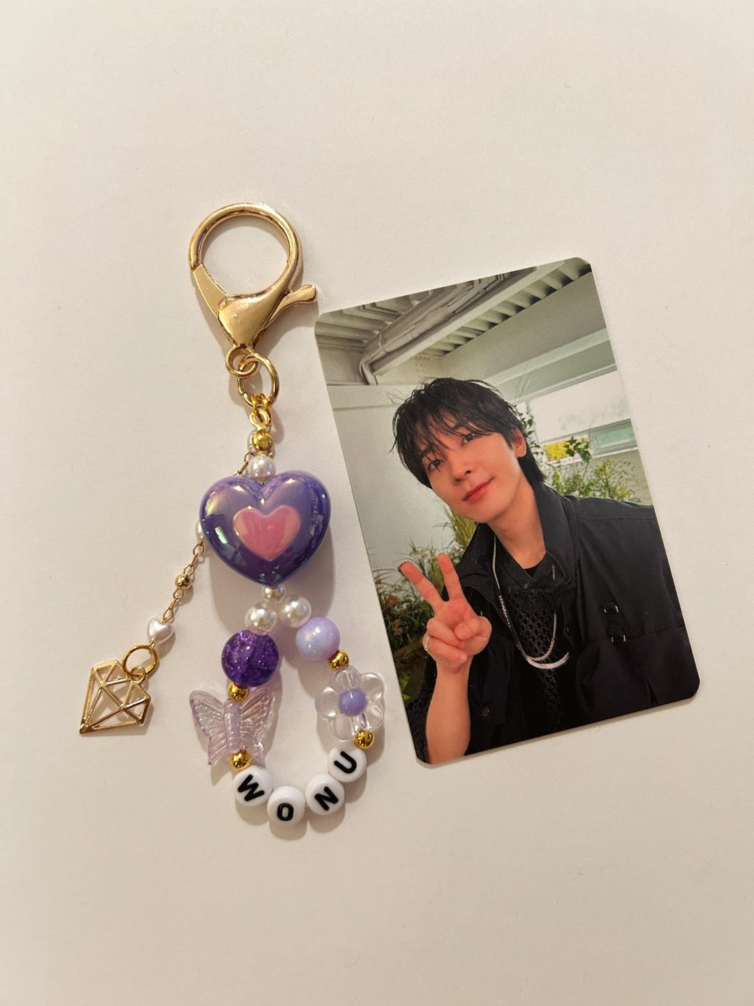 SEVENTEEN WONWOO Beaded Keychain - Gold - Bag Charm - Etsy