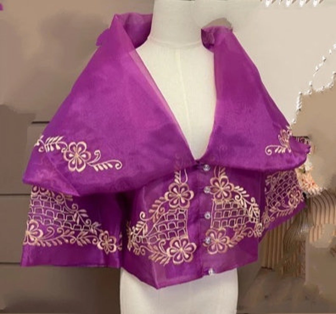 Modern Filipiniana MARIA CLARA TOP| Piña Organza and Black Organza Silk ...