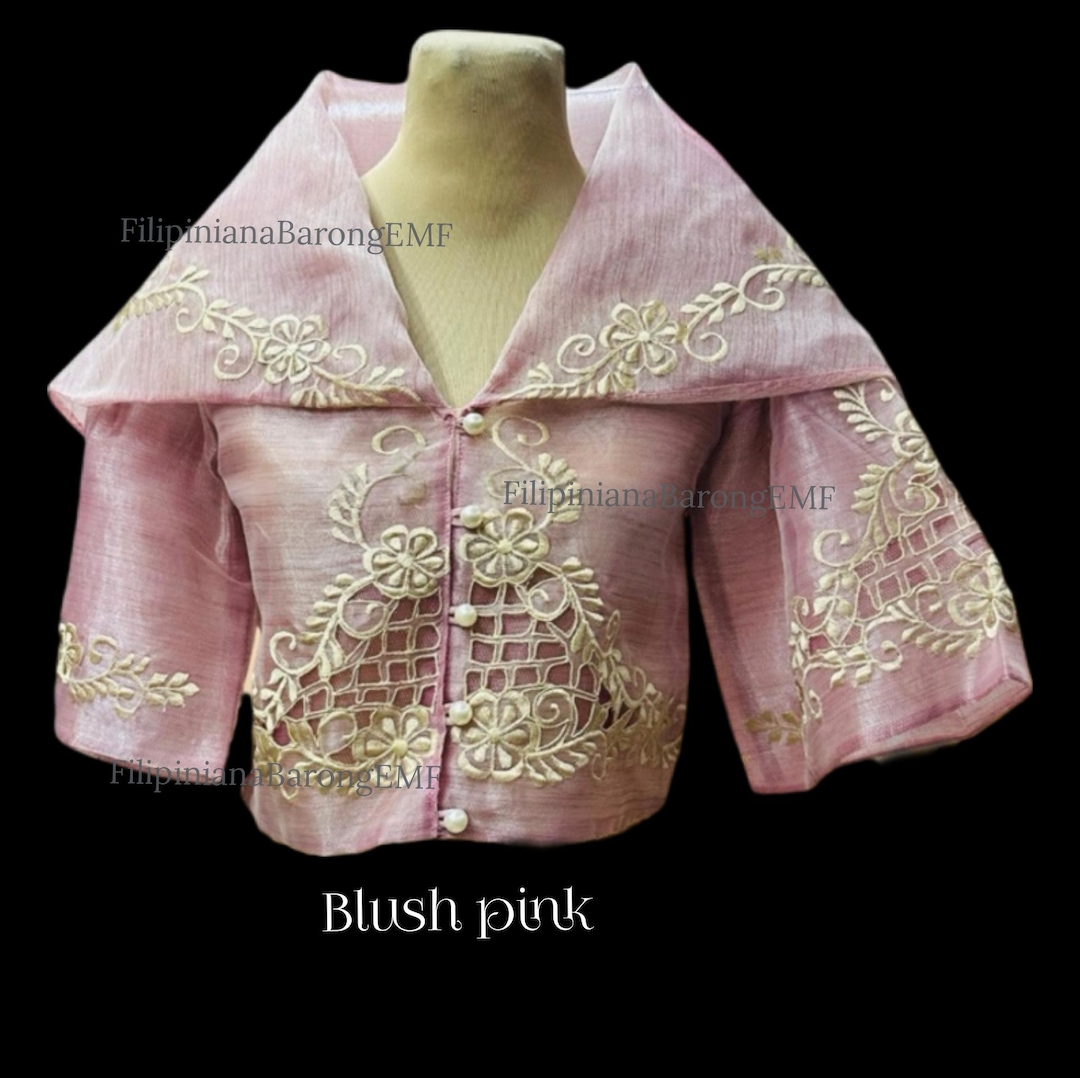 Modern Filipiniana MARIA CLARA TOP| Piña Blush Pink - Etsy
