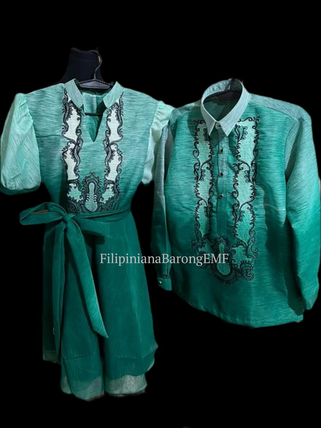 Modern Couple Filipiniana and Barong Tagalog | Teal Green| Random ...