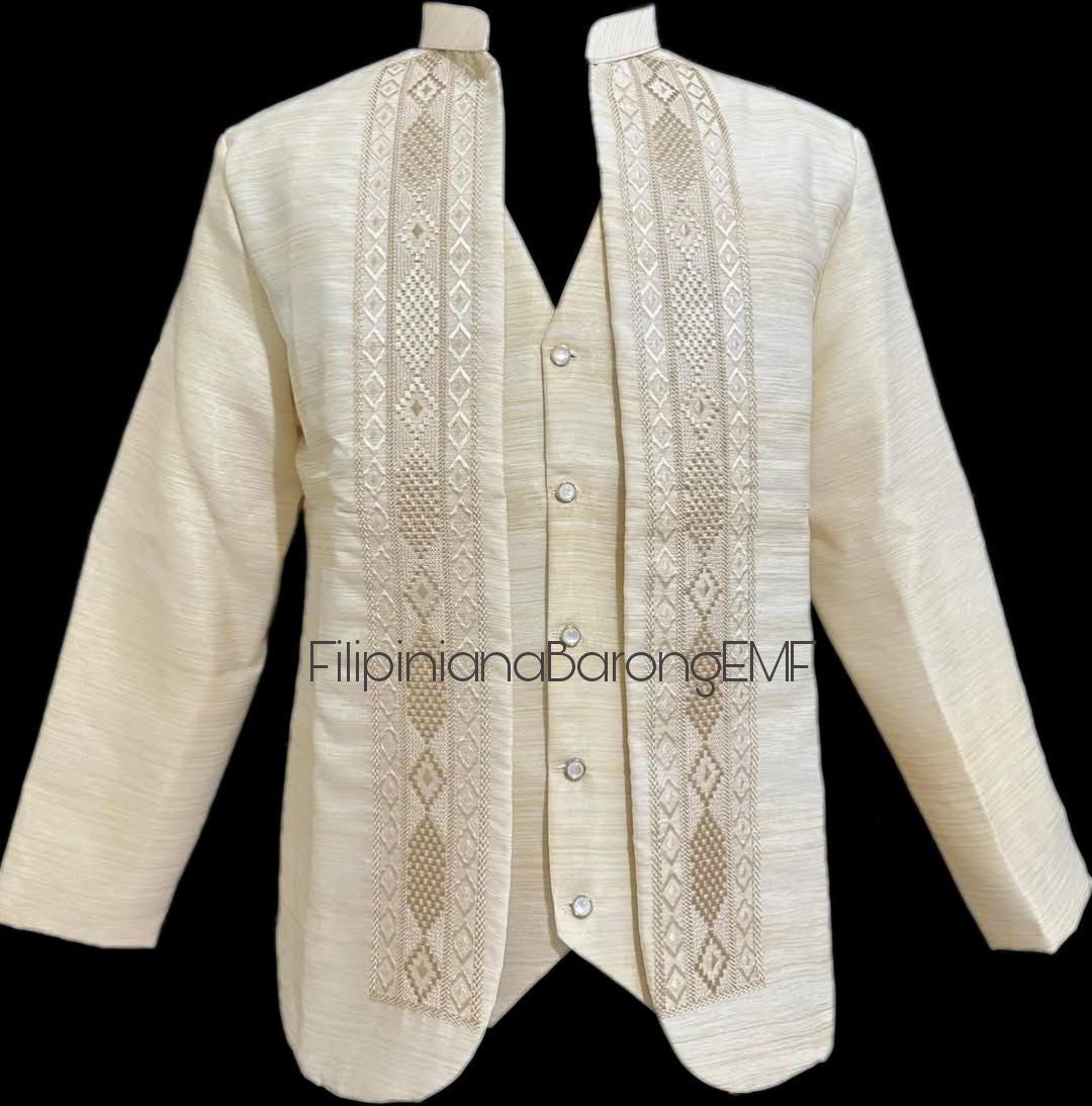 New Full Open COAT BARONG With VEST | Made of Pinya Jusilyn Fabric ...