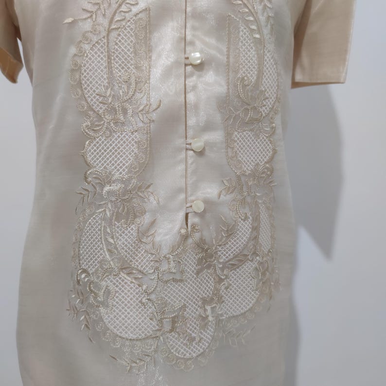 Filipiniana Mestiza Dress | Authentic Piña Organza With Beige Satin ...