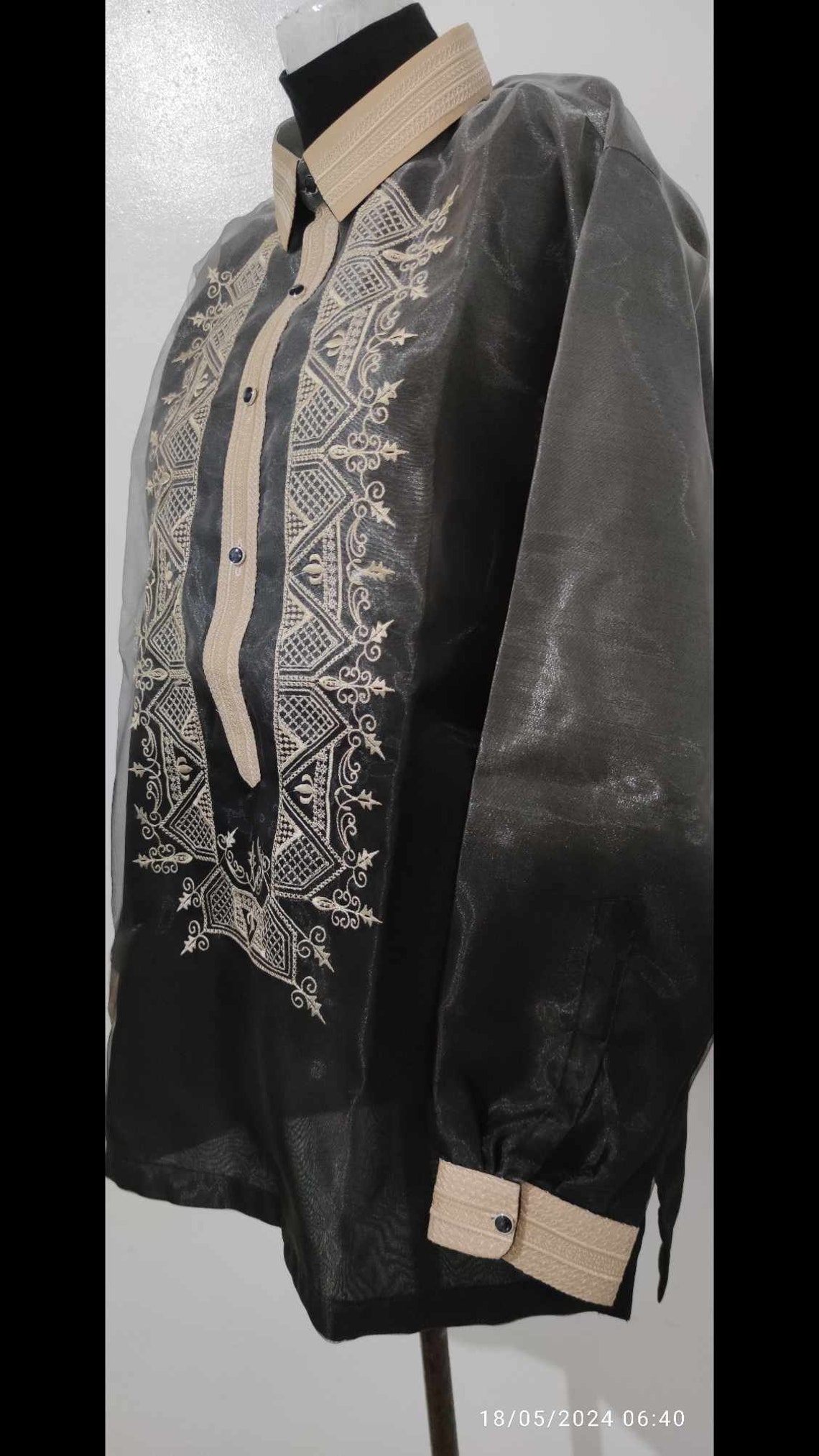 Modern Barong Tagalog| Black Monochromatic Barong in Golden Beige ...