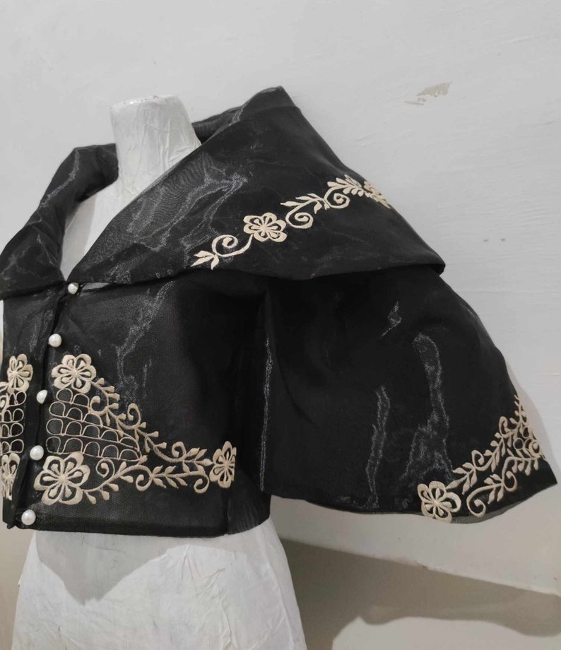 Modern Filipiniana MARIA CLARA TOP| Piña Organza and Black Organza Silk ...