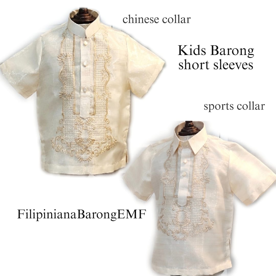 Kids Short Sleeves Barong Tagalog |children's Barong Tagalog Made in ...