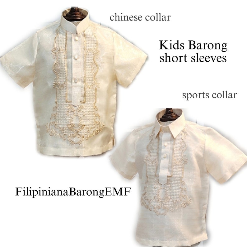 Kids Short Sleeves Barong Tagalog |children's Barong Tagalog Made in ...