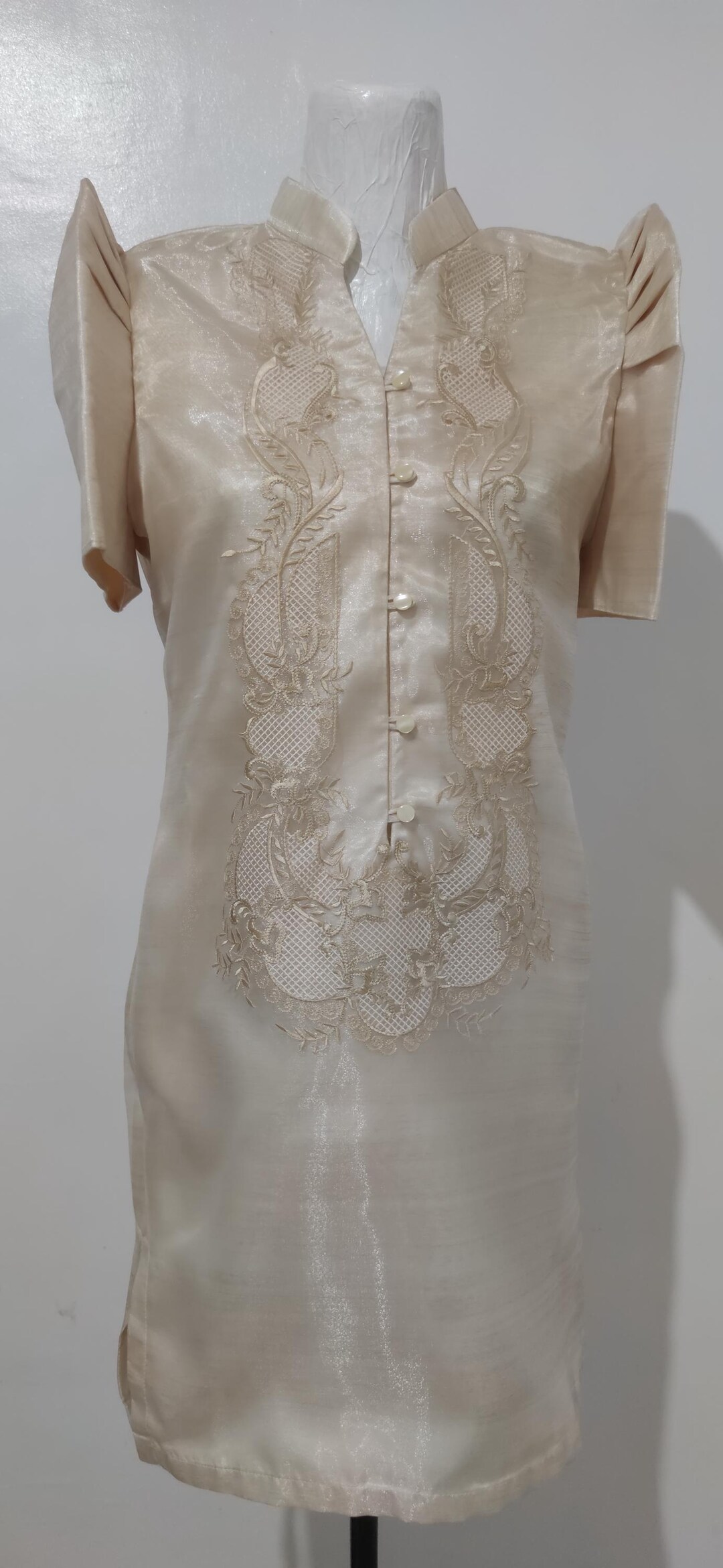 Filipiniana Mestiza Dress | Authentic Piña Organza With Beige Satin ...