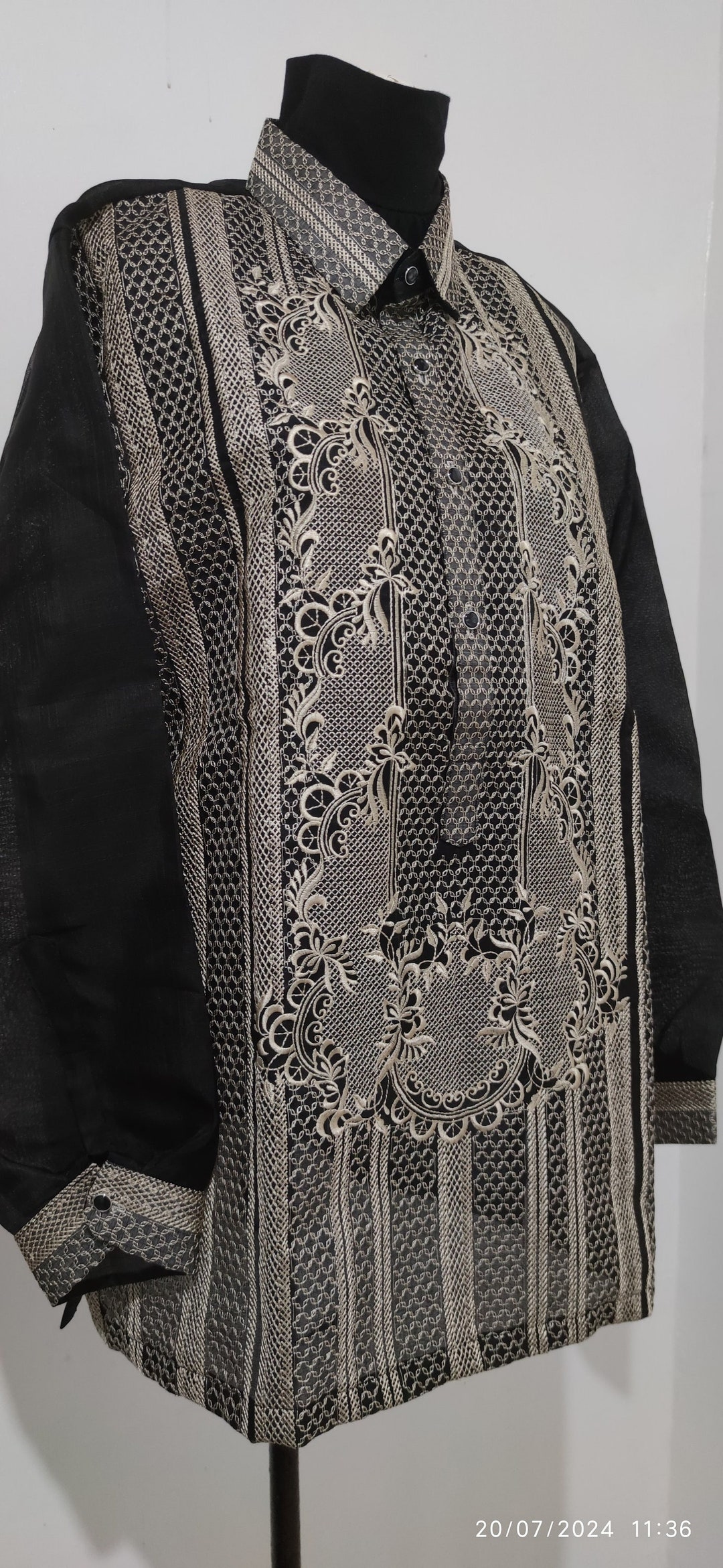 Calado Style Cocoon Barong Tagalog | Modern Barong | Calado Front All ...