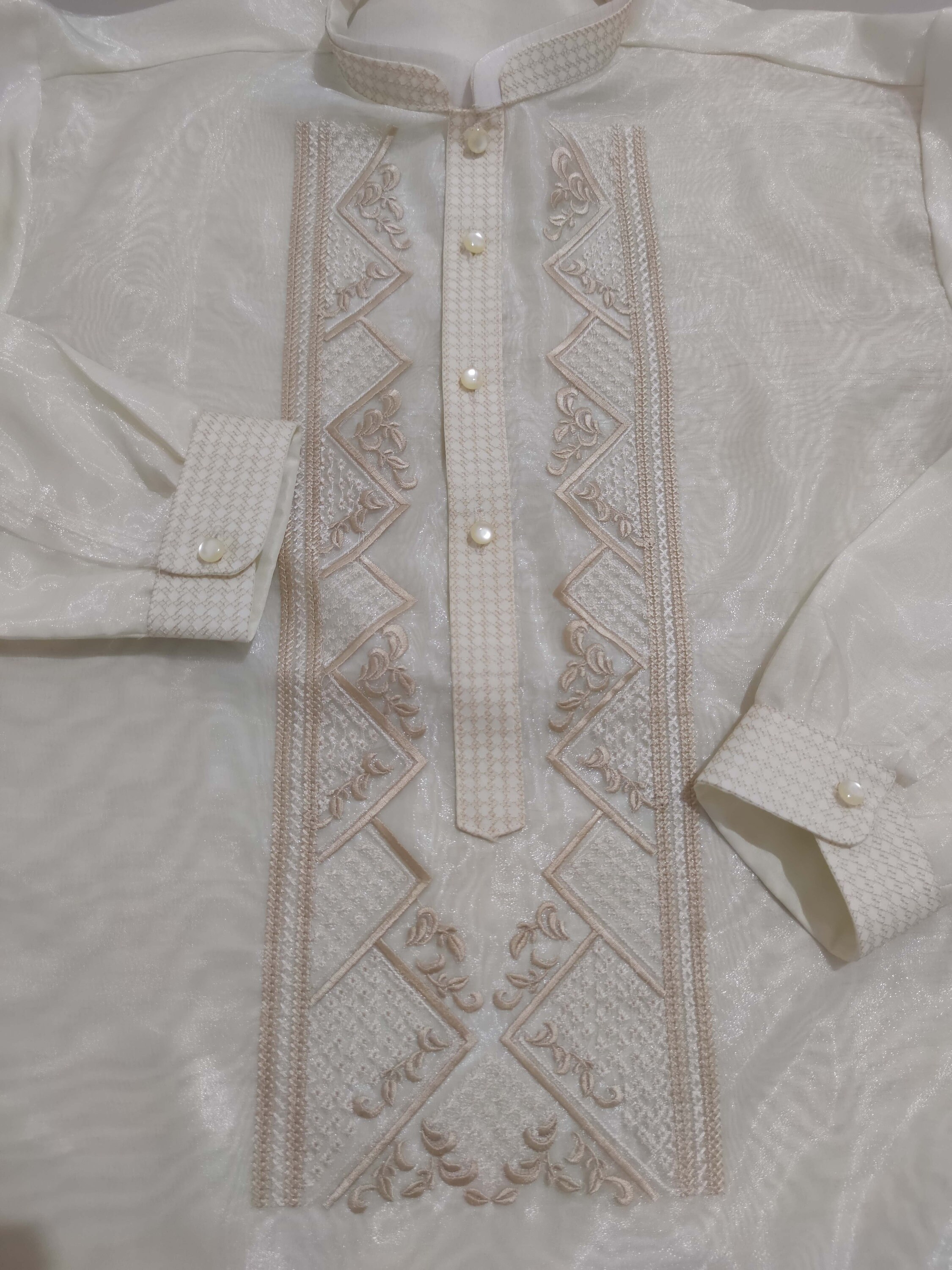 BARONG TAGALOG With Lining, Double Collar, Embroidery in Collar & Cuff ...