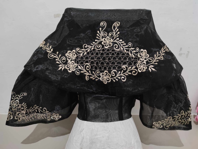 Modern Filipiniana MARIA CLARA TOP| Piña Organza and Black Organza Silk ...