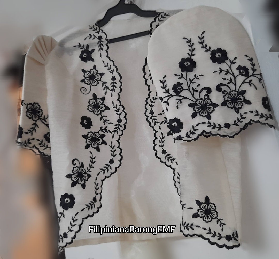 Filipiniana BOLERO in Black Embroidery Design Authentic Jusilyn Silk - Etsy