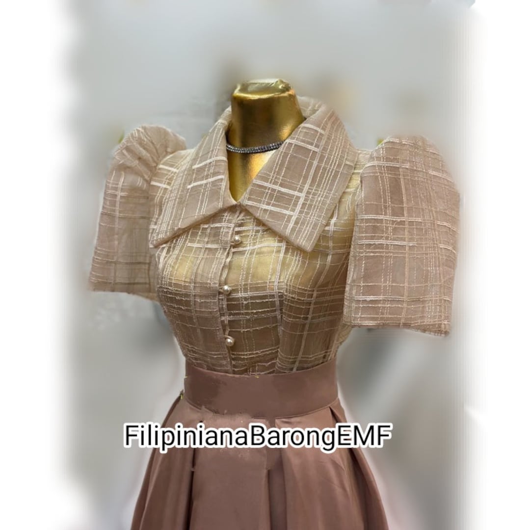 Modern Filipiniana Blouse | Piña Filipiniana | Premium Checkered ...