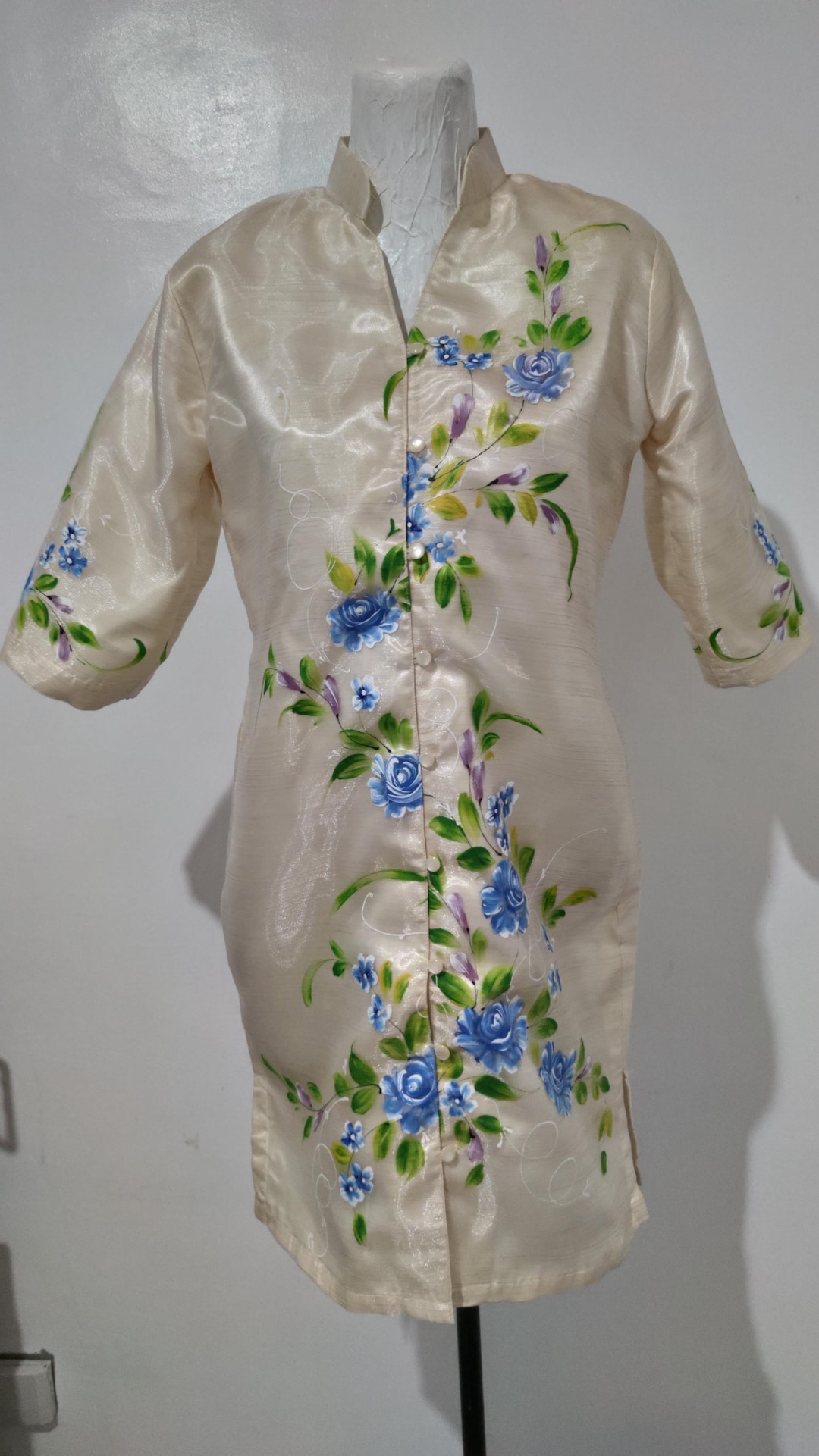 Hand Painted Filipiniana Dress | Piña Organza Silk With Satin Inner ...