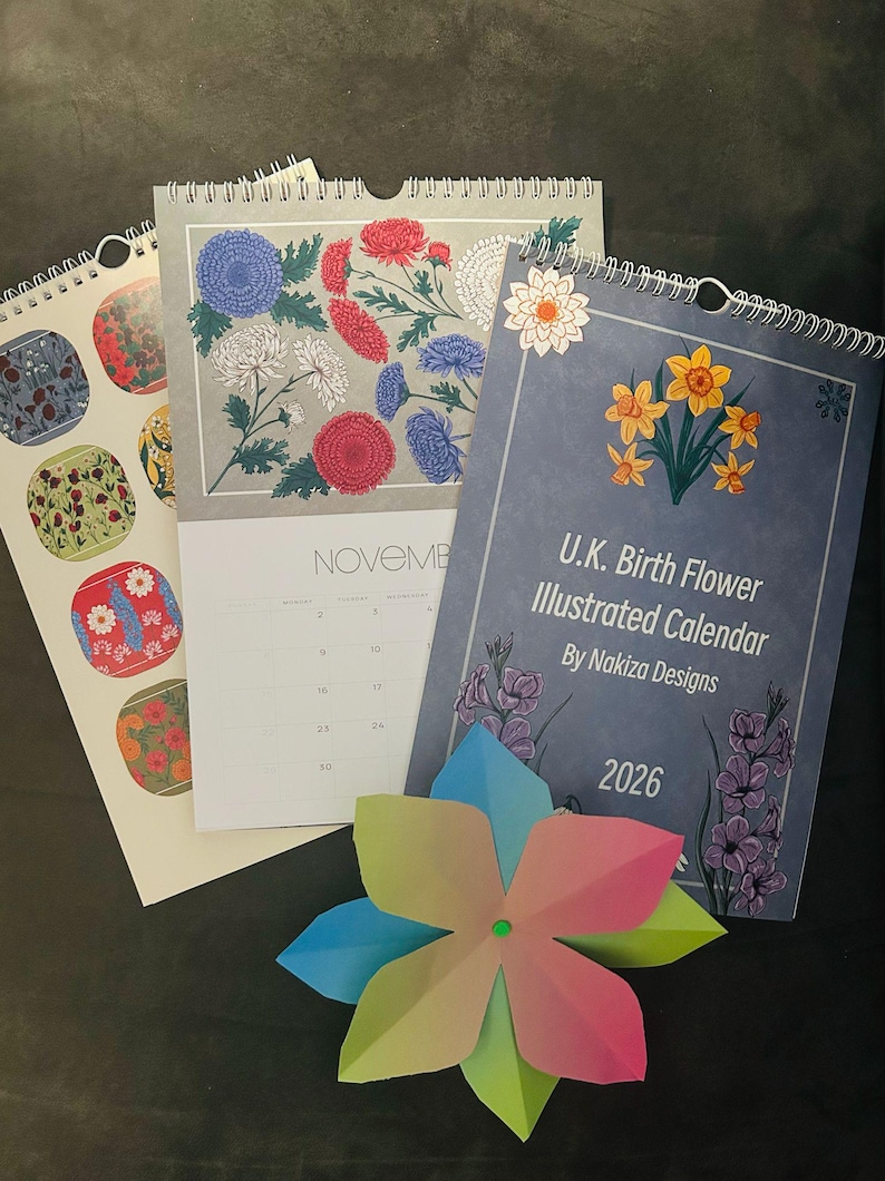 UK Birth Flower Hand Drawn Illustrated Calendar - Etsy
