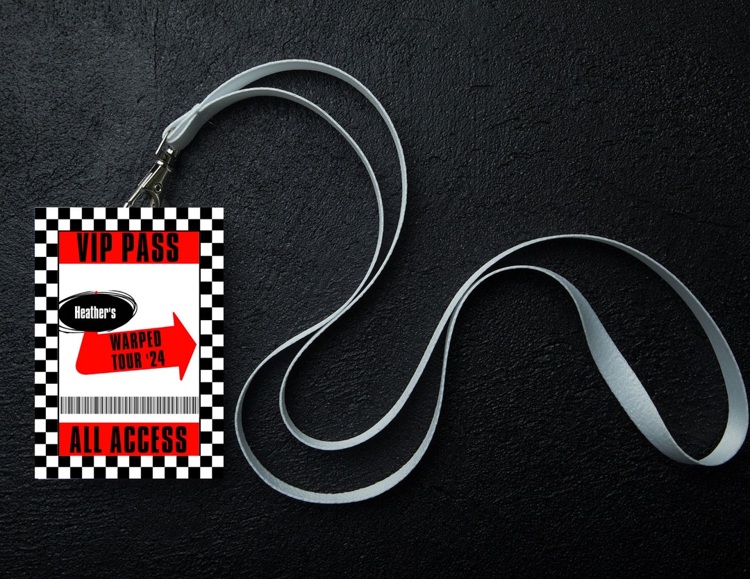 Warped Tour Theme VIP Badge Customize | Warped Tour, Any Birthday ...