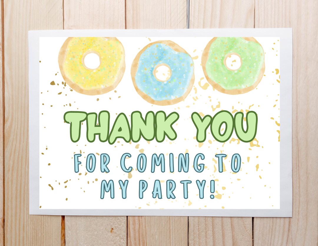 Donut Thank You Card | 7x5, Donut Theme, Donut Birthday, Instant, PNG ...
