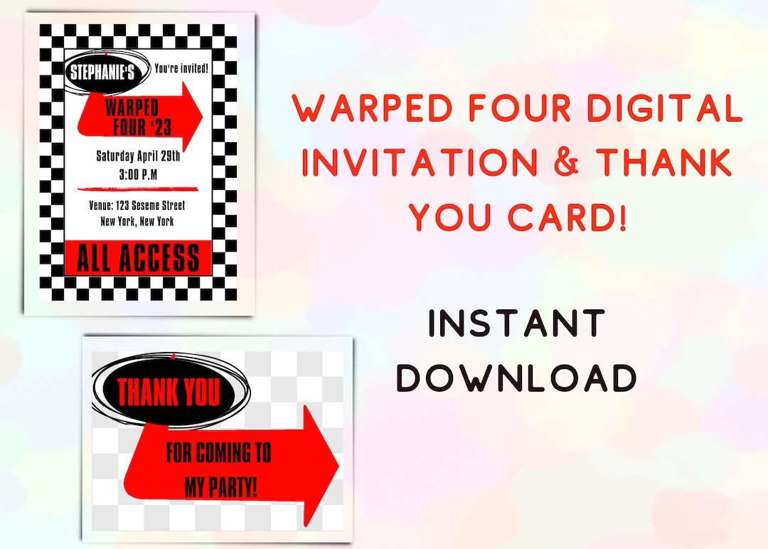 Warped Tour Theme Birthday Customized Invitation Bundle | 5x7, Warped ...