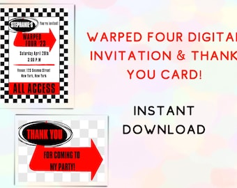 Warped Tour Theme Birthday Customized Invitation 5x7, Warped Two-er ...