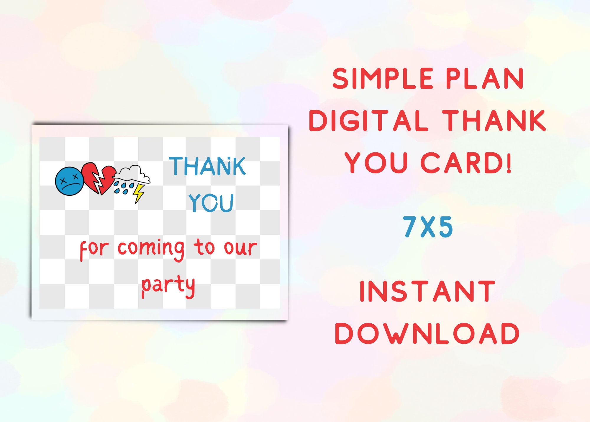 Simple Plan Thank You Card | 7x5, Simple Plan, Elder Emos, Instant, PNG ...
