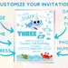 Finny The Shark Any Age Birthday Customized Invitation 5x7 Super