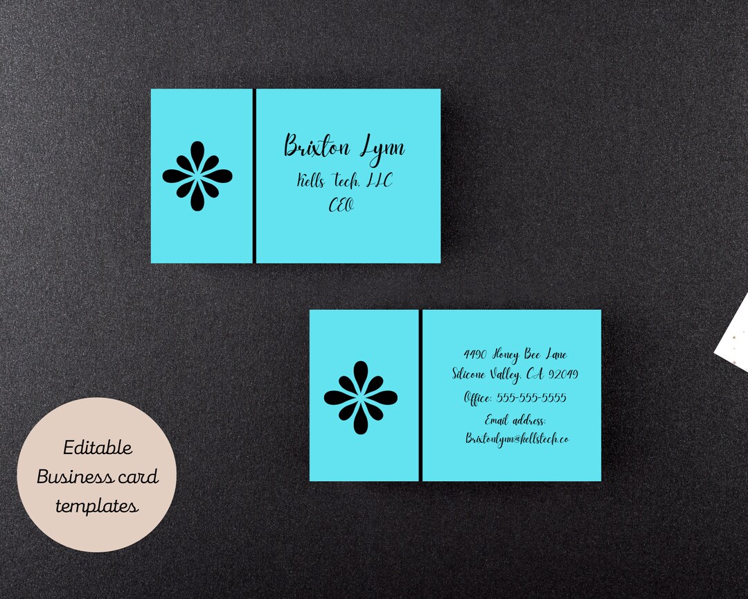 100% Customizable Business Card Template. Instant Download for Business ...