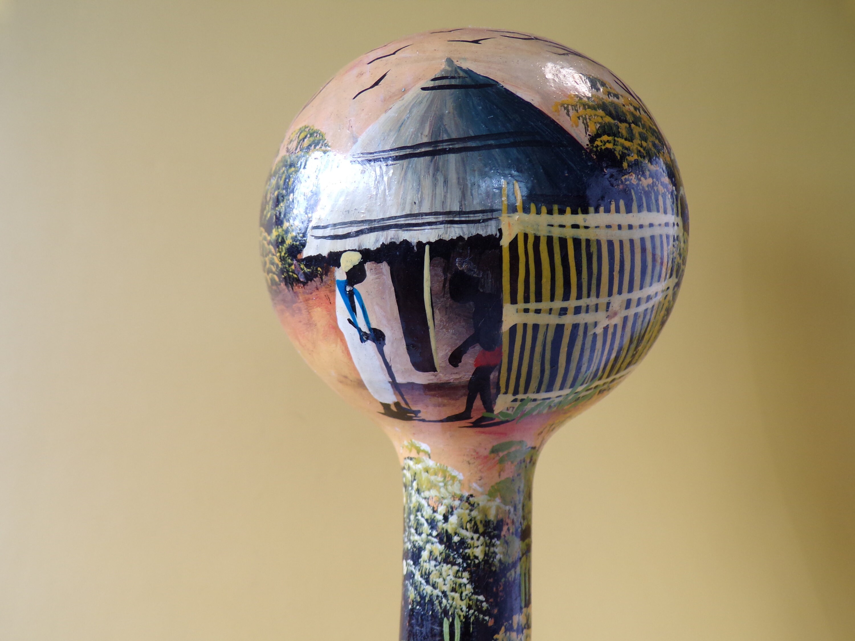 Vintage Handmade Calabash Gourd Dipper, African Gourd Ladle Handpainted ...