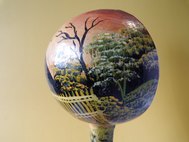 Vintage Handmade Calabash Gourd Dipper, African Gourd Ladle Handpainted ...
