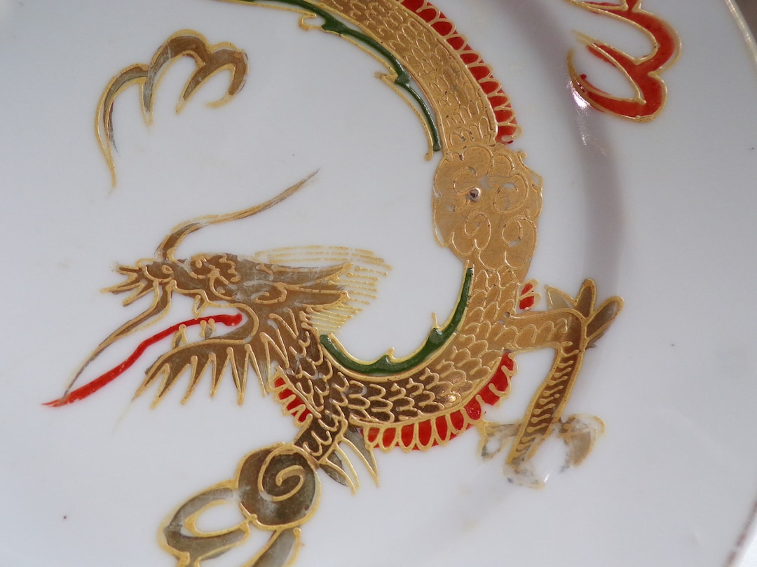 Vintage Moriage Dragonware Salad Plate 24k Gold Accents - Etsy