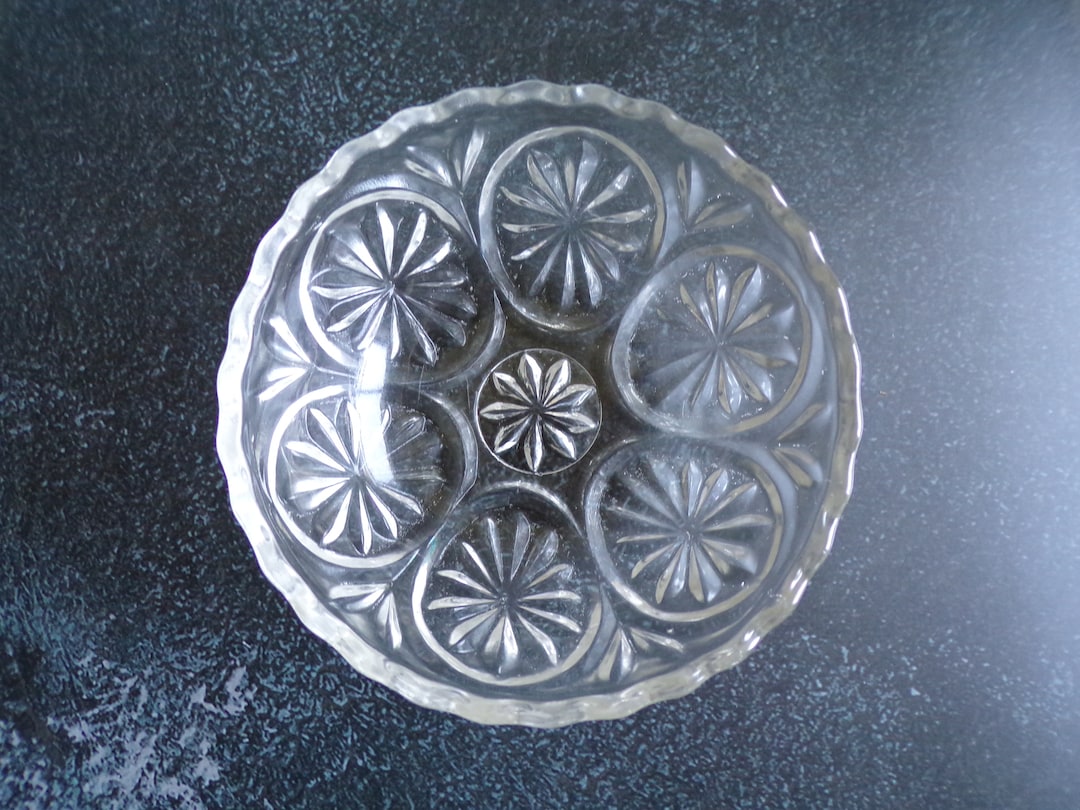 Vintage Anchor Hocking Medallion Star Cut Glass Dessert Bowl, Starburst ...