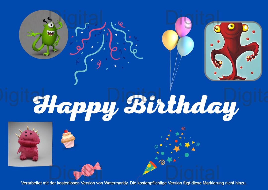 Birthday Monster Congratulations Download - Etsy