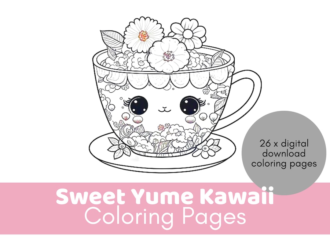 Yume Kawaii Sweet Cute Coloring Pages Bundle Printable - Etsy