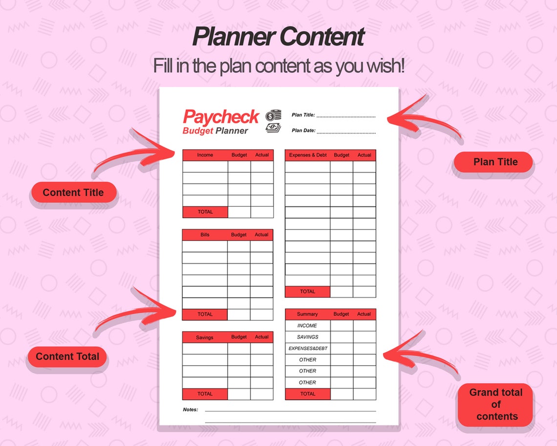 Paycheck Budget Planner Printable, With This Product, You Can Print Out ...