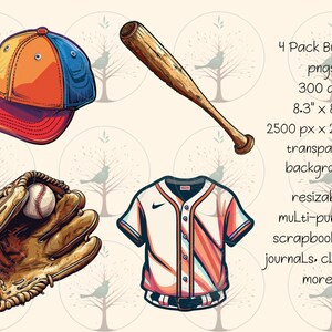 Baseball Clipart, Team Sports Collection, Jersey, Glove, Bat, Journals ...