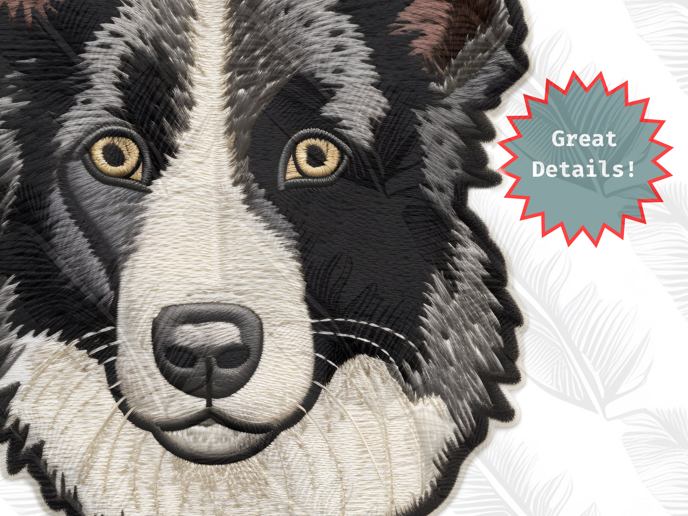Border Collie Realistic Embroidery Clip Art Dog Lover - Etsy
