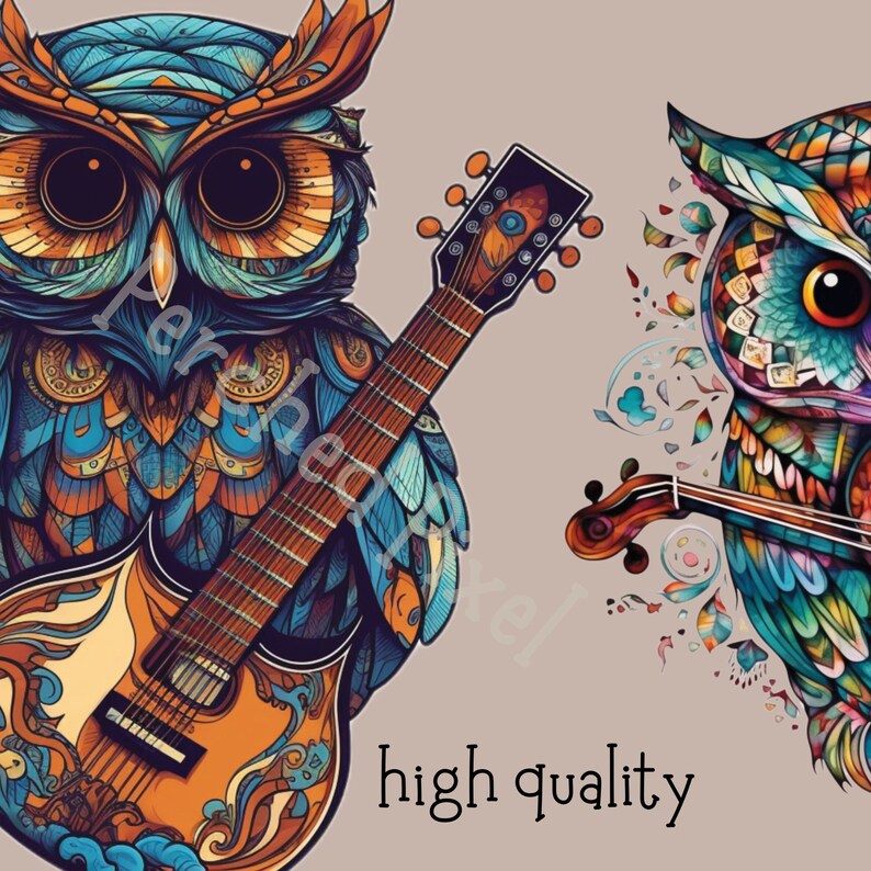 Musical Owl Clipart Bundle, Guitar & Violin Art (PNG Files) - Etsy