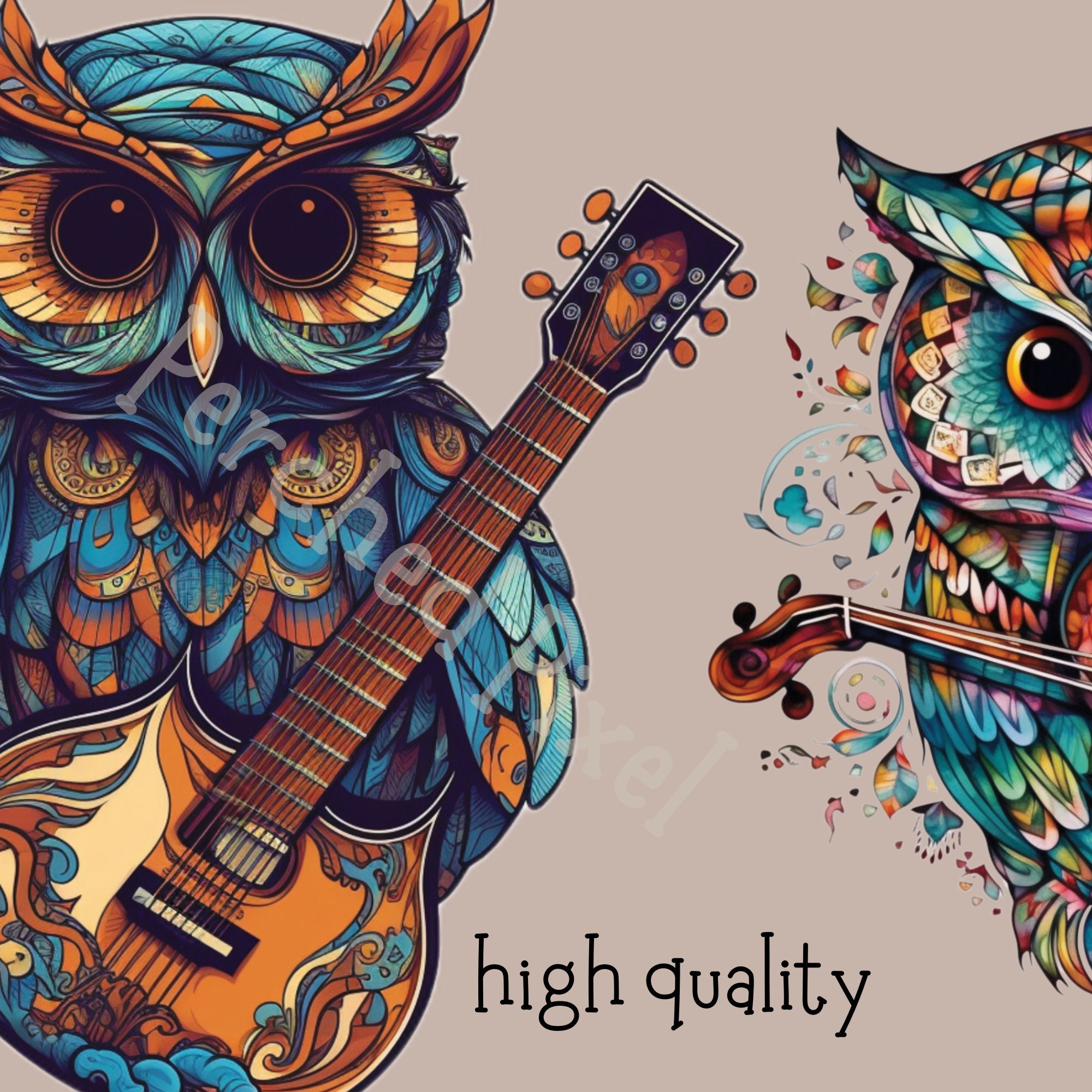 Cute Owls, Unique Owls, Clipart Bundle, Musical, Guitar, Violin ...