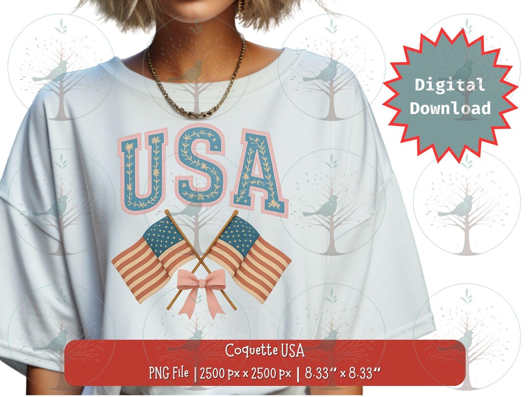 Vintage Patriotic USA Letters With Embroidered Floral Design, Coquette ...