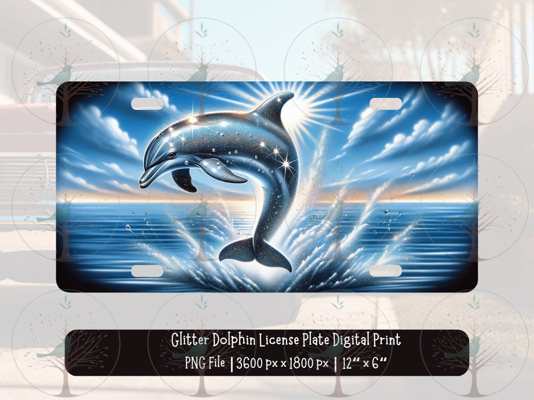 Dolphin License Plate PNG, Animal Lover Gift, Marine Ocean, Airbrush ...