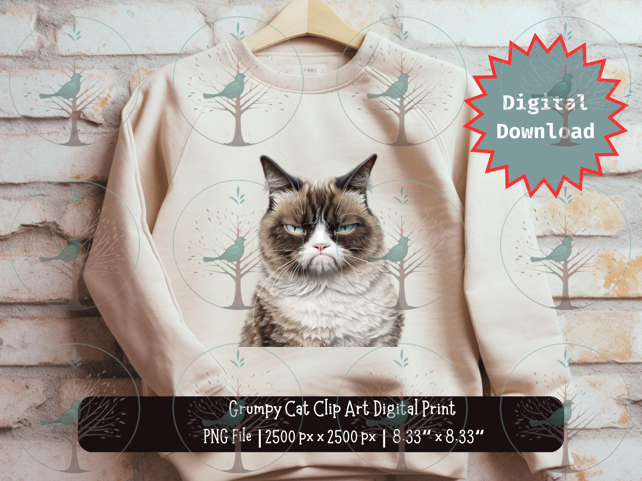 Silly Meme Cat Clipart, Grumpy, Cat Portrait, Funny Cat Mom, T-shirt ...