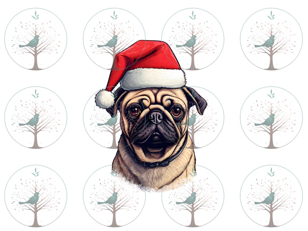 Christmas Pug in a Santa Hat Png, Instant Digital Download, Dog Mom Pet ...