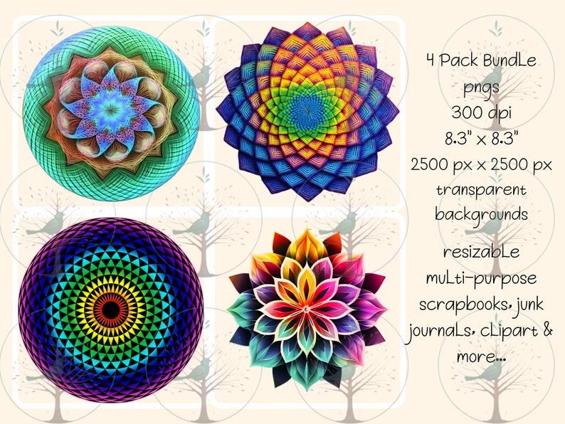 Neon Mandala Clipart Set, Vibrant Colorful, Chakra, Torus, Bohemian ...