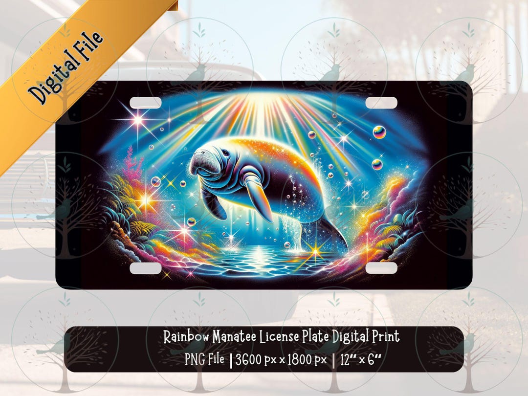 Colorful Manatee License Plate PNG, Animal Lover Gift, Sea Cow ...